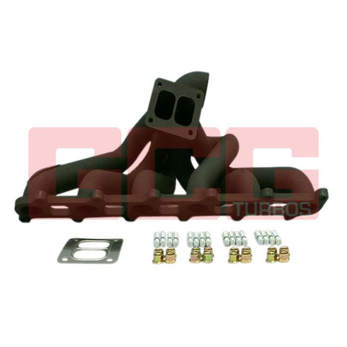 6boost high mount turbo manifold barra t4 twin entry single wastegate ...